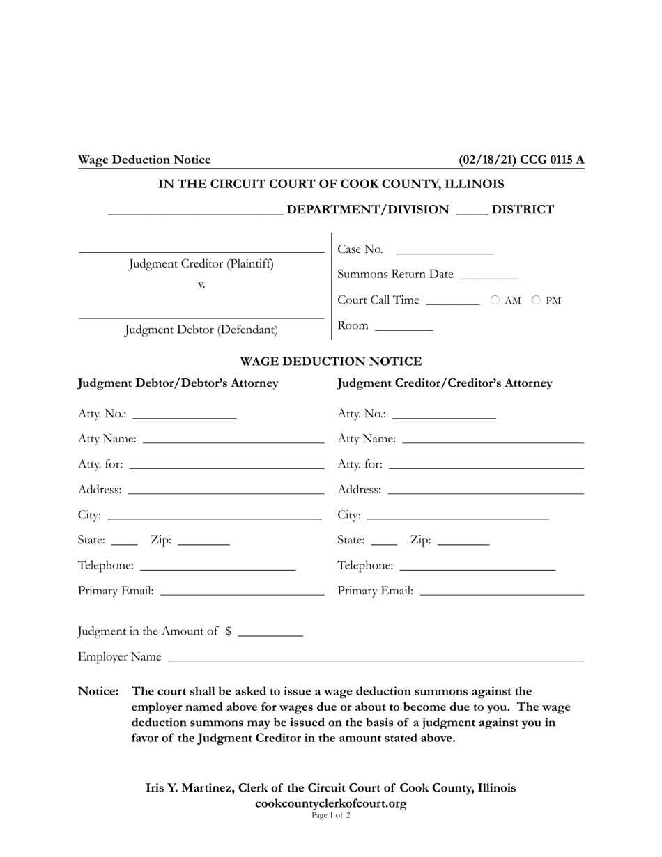 Form CCG0115 - Fill Out, Sign Online and Download Fillable PDF, Cook ...