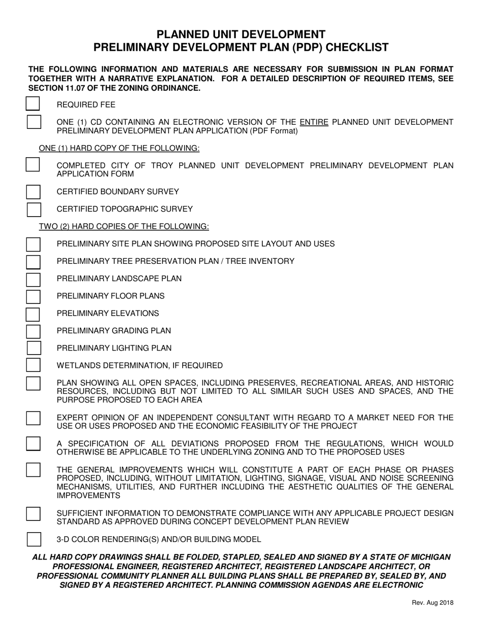 City of Troy, Michigan Planned Unit Development Preliminary Development ...