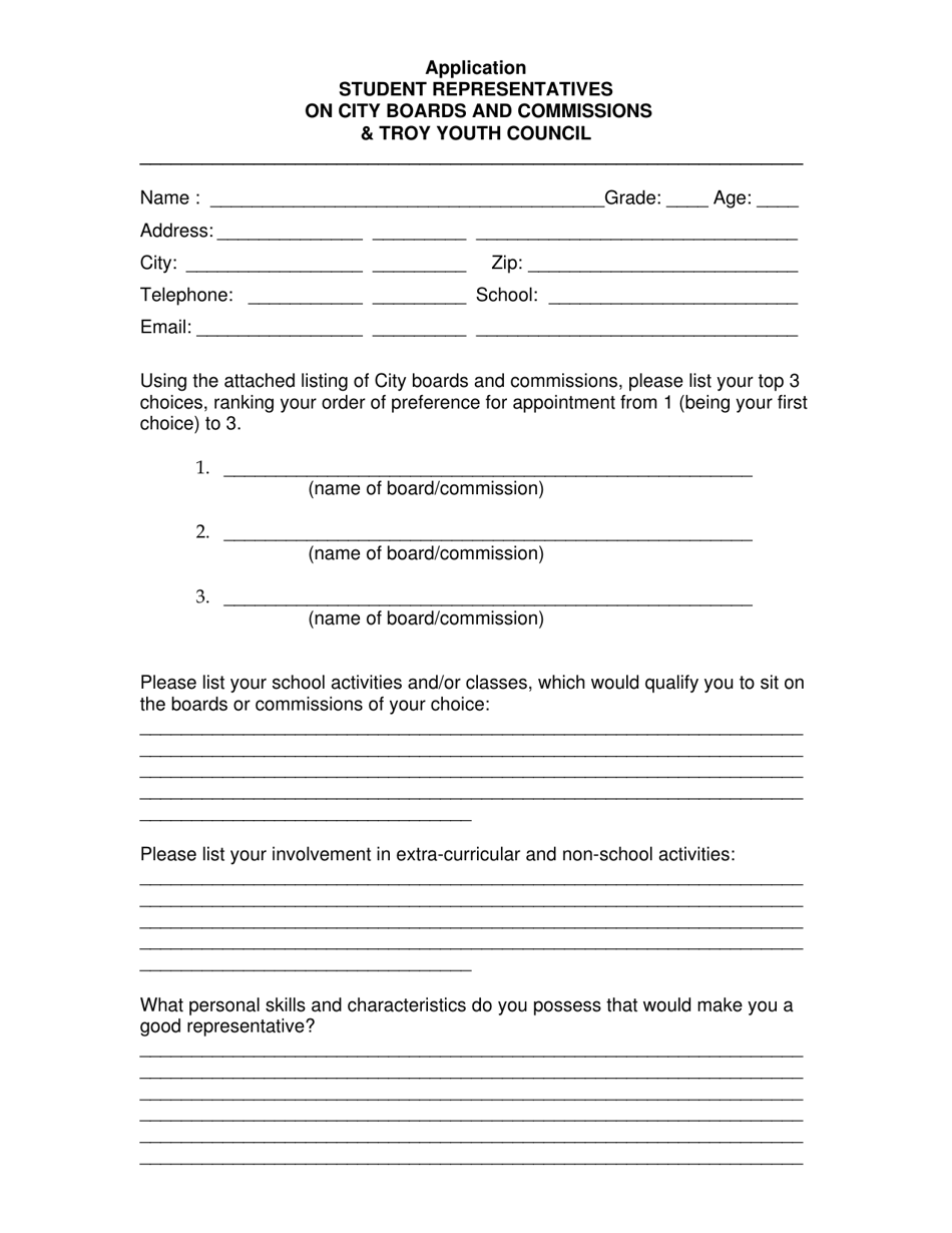 City of Troy, Michigan Student Representatives on City Boards and ...