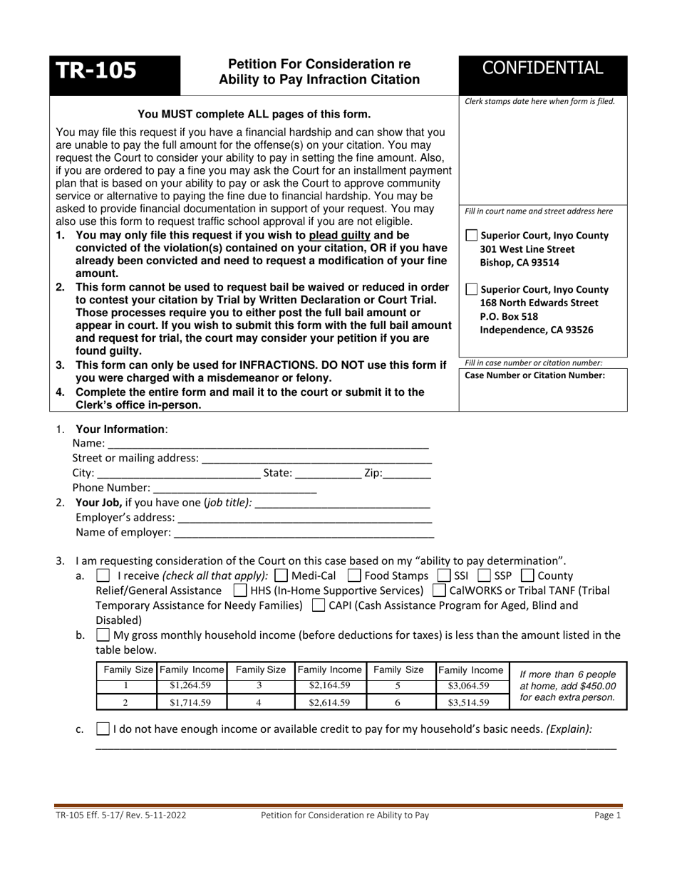 Form TR-105 - Fill Out, Sign Online and Download Printable PDF, County ...