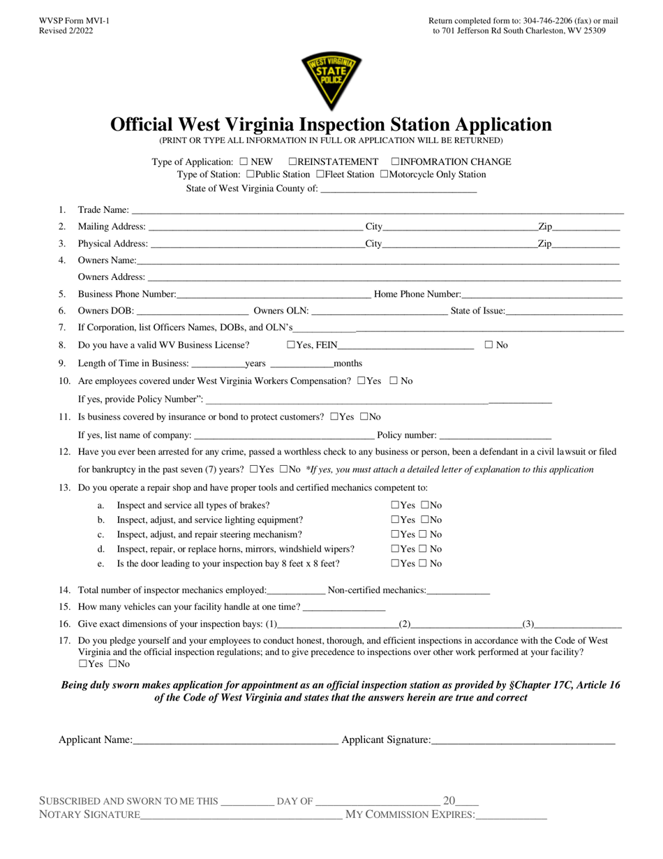 WVSP Form MVI-1 - Fill Out, Sign Online and Download Printable PDF ...