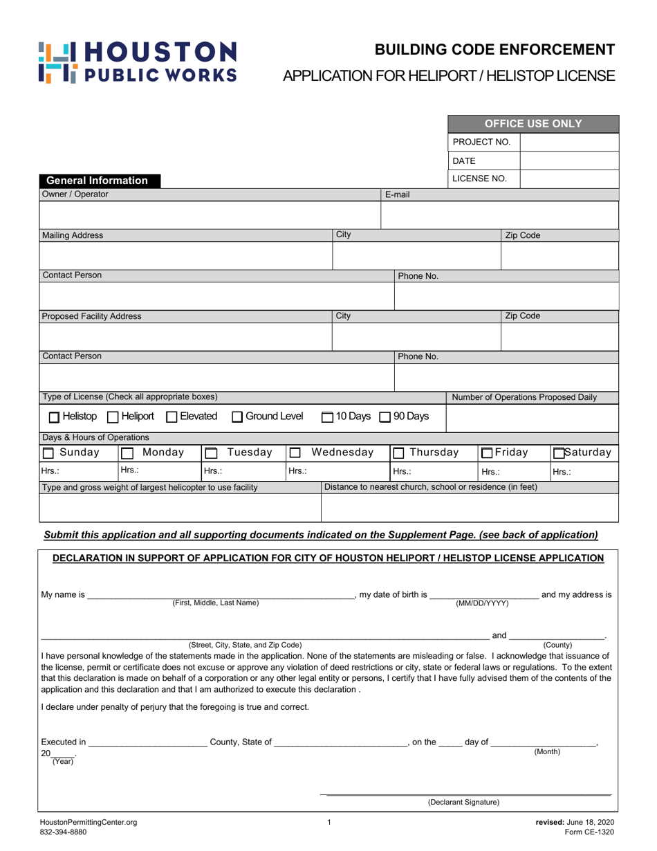 Form CE-1320 - Fill Out, Sign Online and Download Fillable PDF, City of ...
