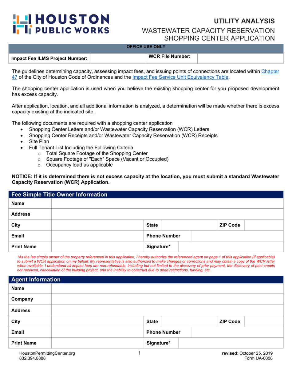 Form UA-0008 - Fill Out, Sign Online and Download Fillable PDF, City of ...
