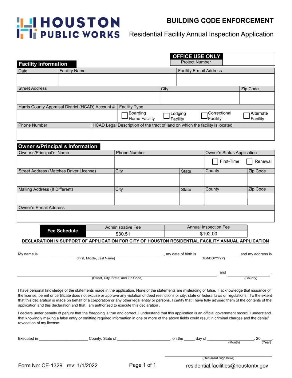 Form CE-1329 - Fill Out, Sign Online and Download Fillable PDF, City of ...