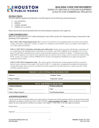 Form CE-1292 Download Fillable PDF or Fill Online Sizing of Heating and ...