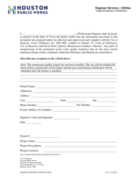City of Houston, Texas Annual Engineer's Certification Download ...