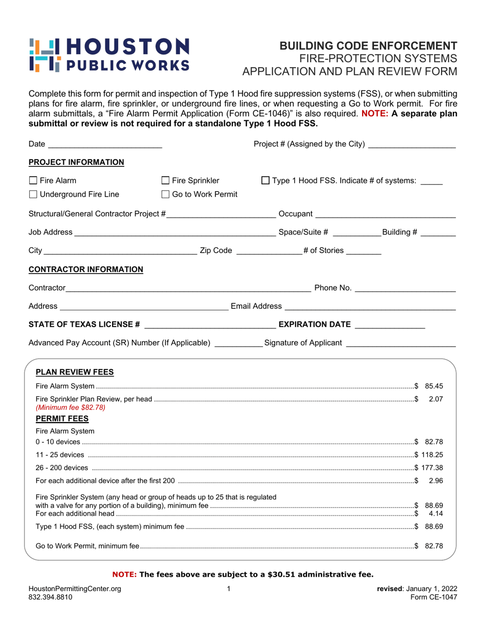 Form CE-1047 - Fill Out, Sign Online and Download Fillable PDF, City of ...