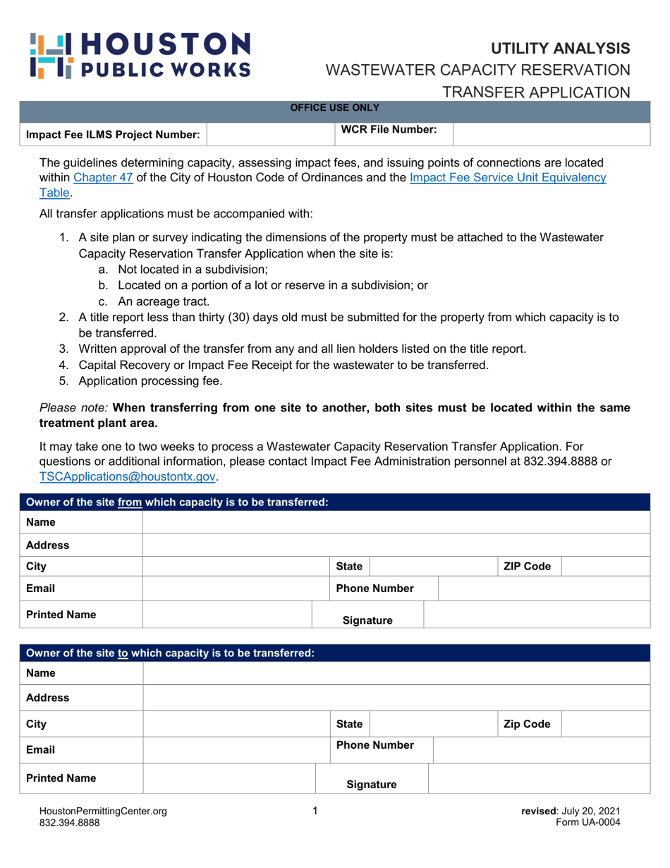 Form UA-0004 - Fill Out, Sign Online and Download Fillable PDF, City of ...