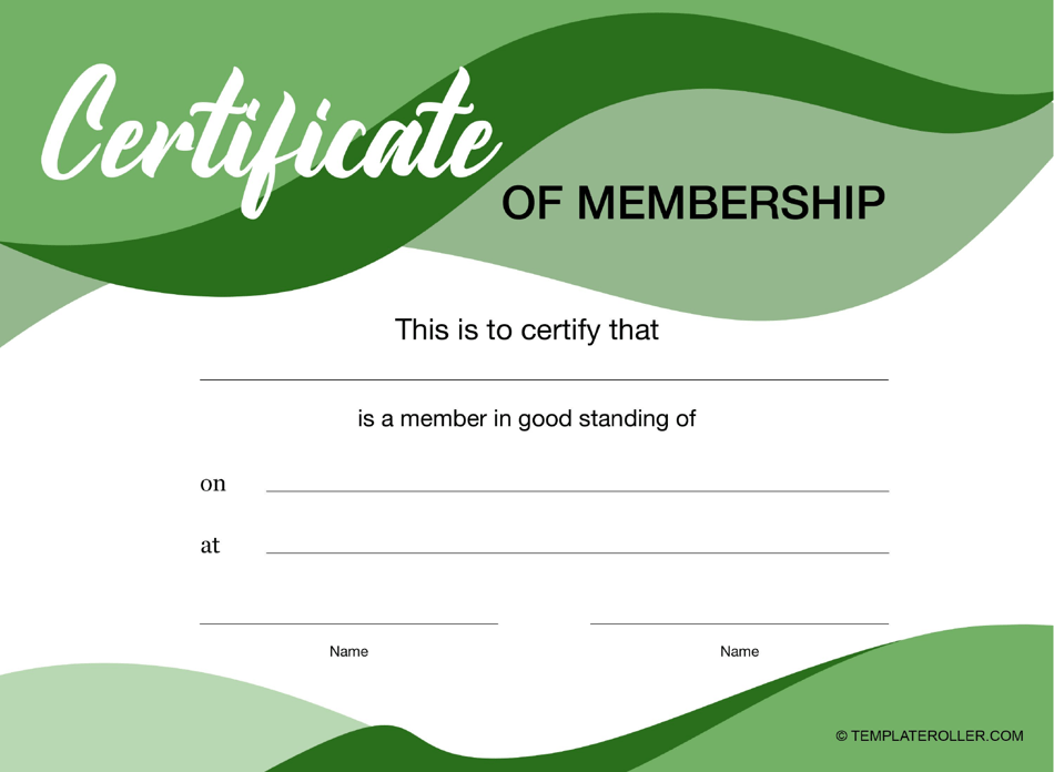 Certificate of Membership Template - Green Download Printable PDF ...