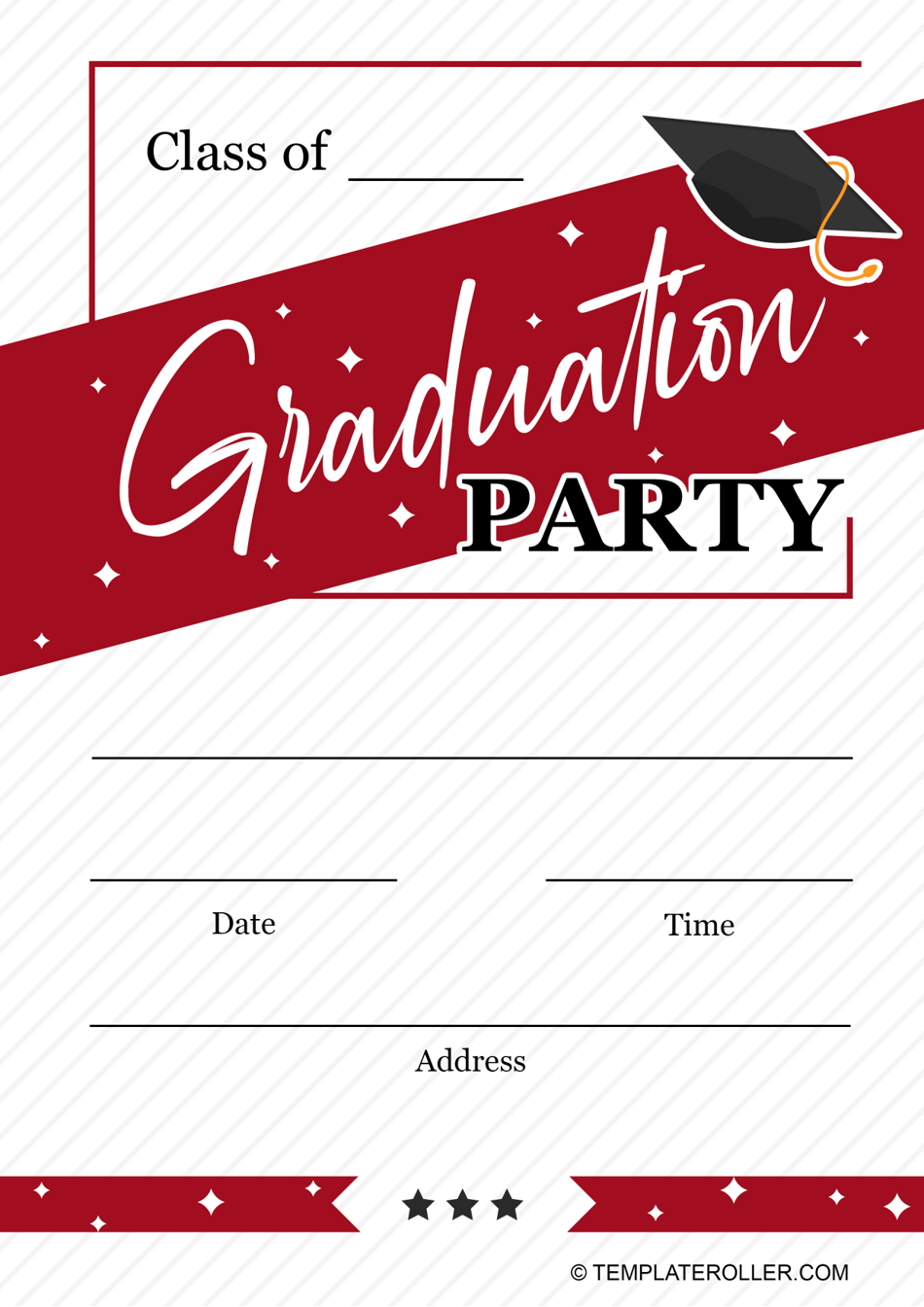 Graduation Party Invitation Template - Red and White Download Printable ...