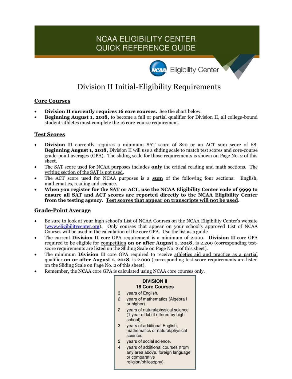 Quick Reference Guide - NCAA Eligibility Center Download Printable PDF ...