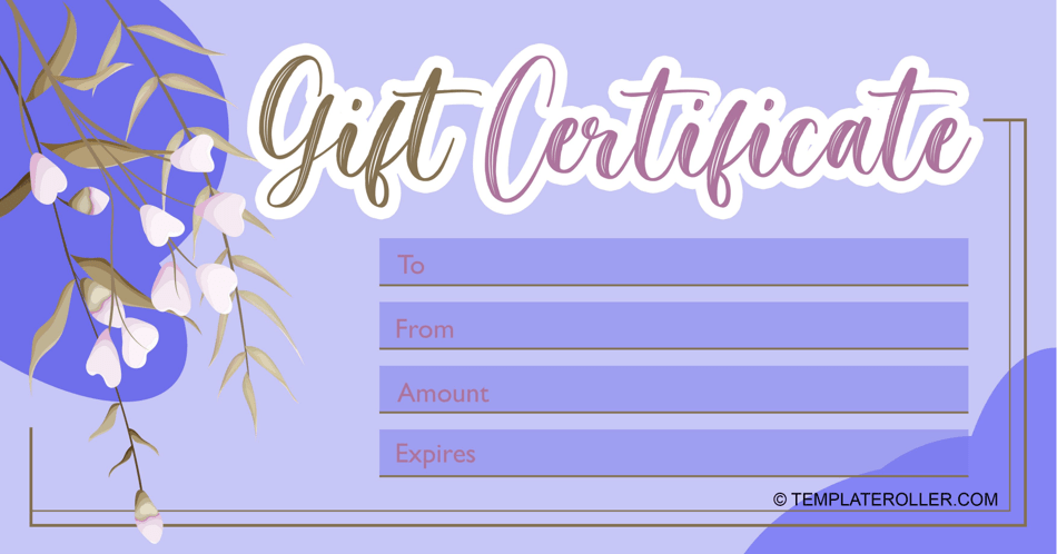 Gift Card Template - Violet Download Printable PDF | Templateroller