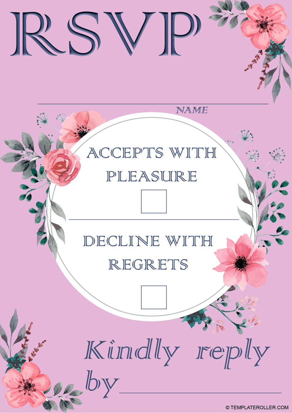 Rsvp Card Template - Pink Download Printable PDF | Templateroller