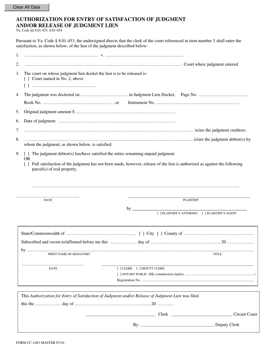Form CC-1463 - Fill Out, Sign Online and Download Fillable PDF ...