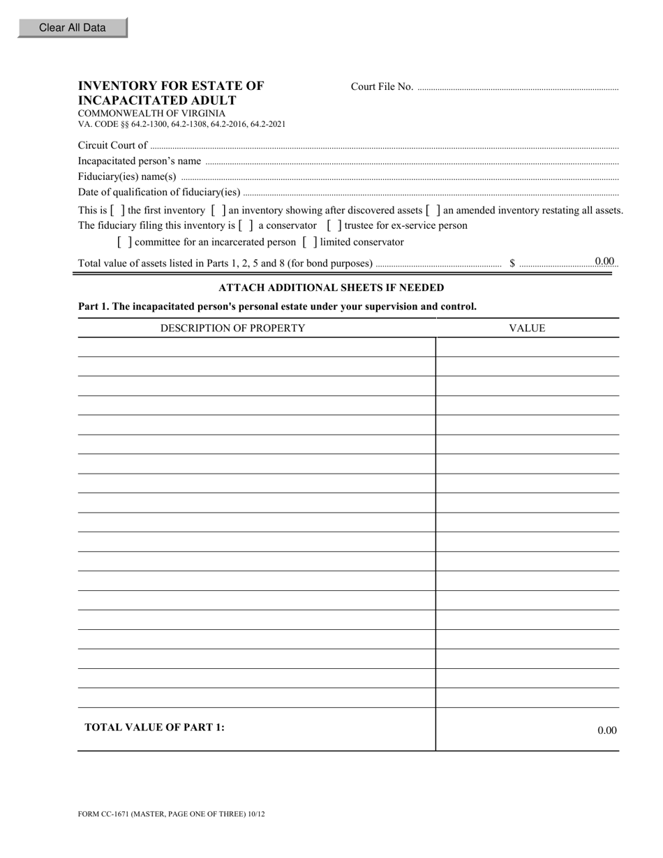 Form CC-1671 - Fill Out, Sign Online and Download Fillable PDF ...