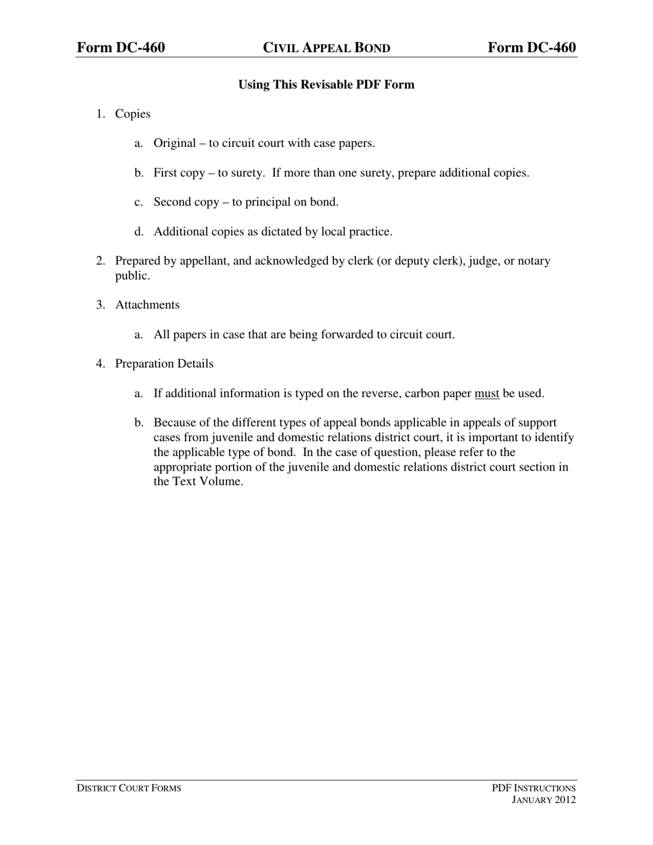 Download Instructions for Form DC-460 Civil Appeal Board PDF ...