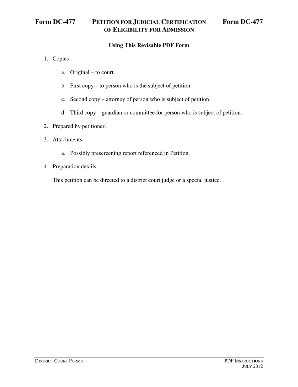 Download Instructions for Form DC-477 Petition for Judicial ...