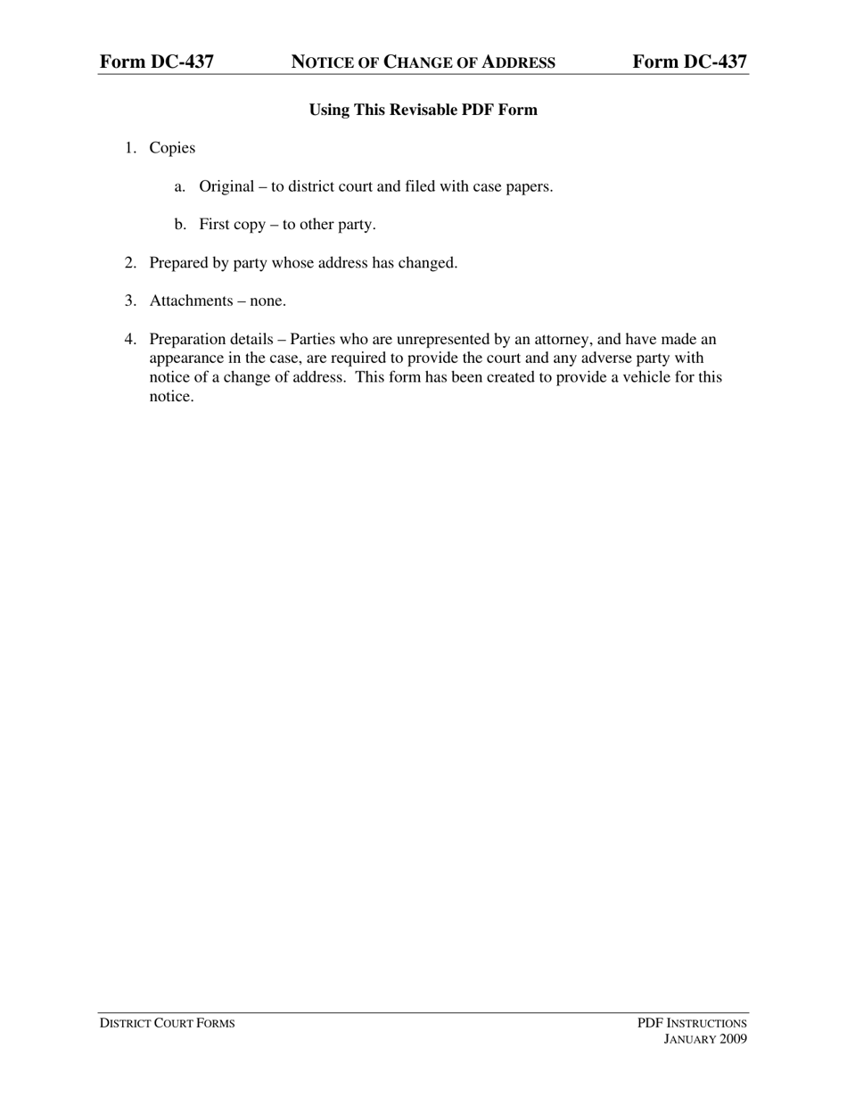 Download Instructions for Form DC-437 Notice of Change of Address PDF ...
