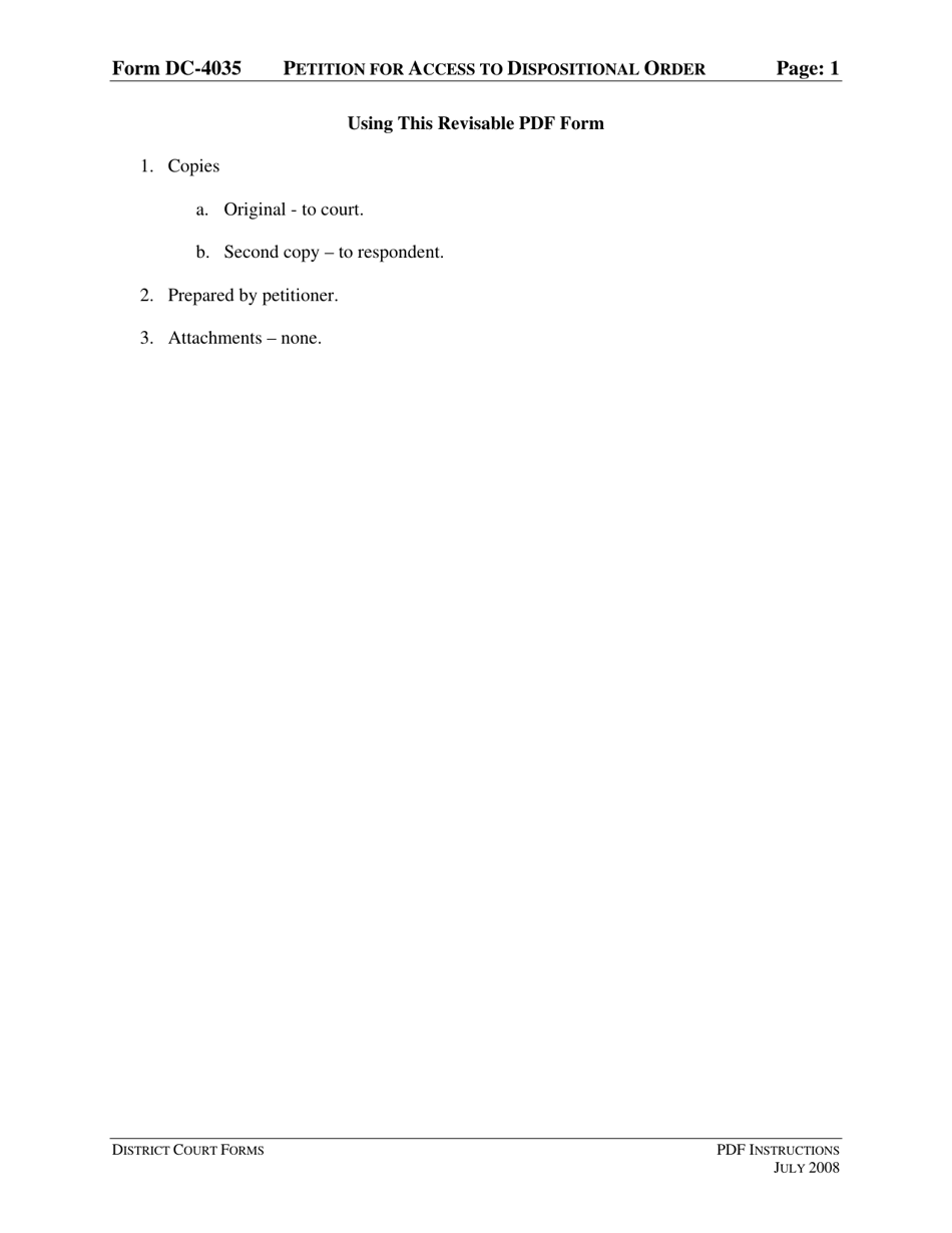 Download Instructions for Form DC-4035 Petition for Access to ...