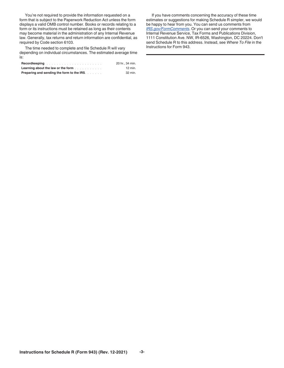 Download Instructions for IRS Form 943 Schedule R Allocation Schedule ... Download Instructions for IRS Form 943 Schedule R Allocation Schedule ...