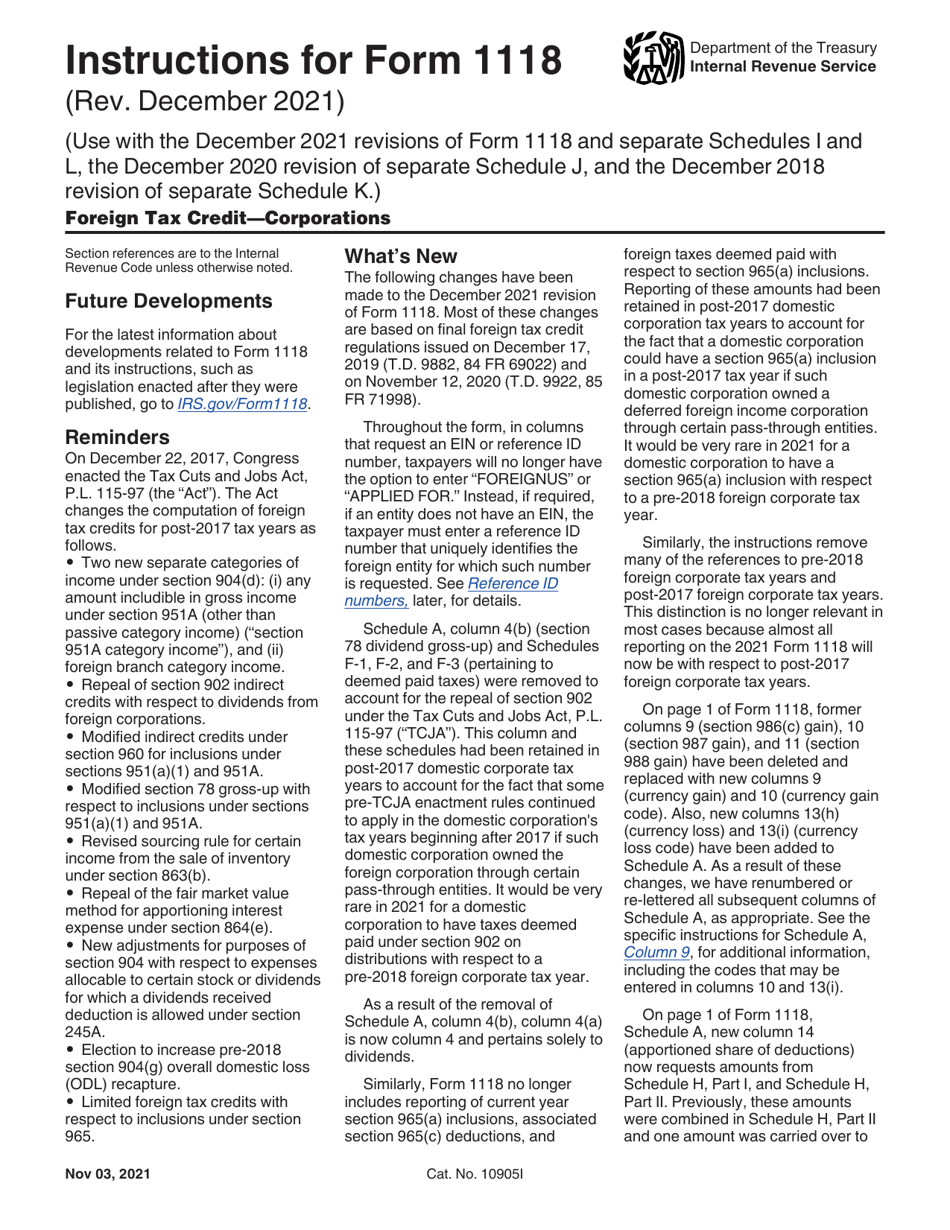 Download Instructions for IRS Form 1118 Foreign Tax Credit ...