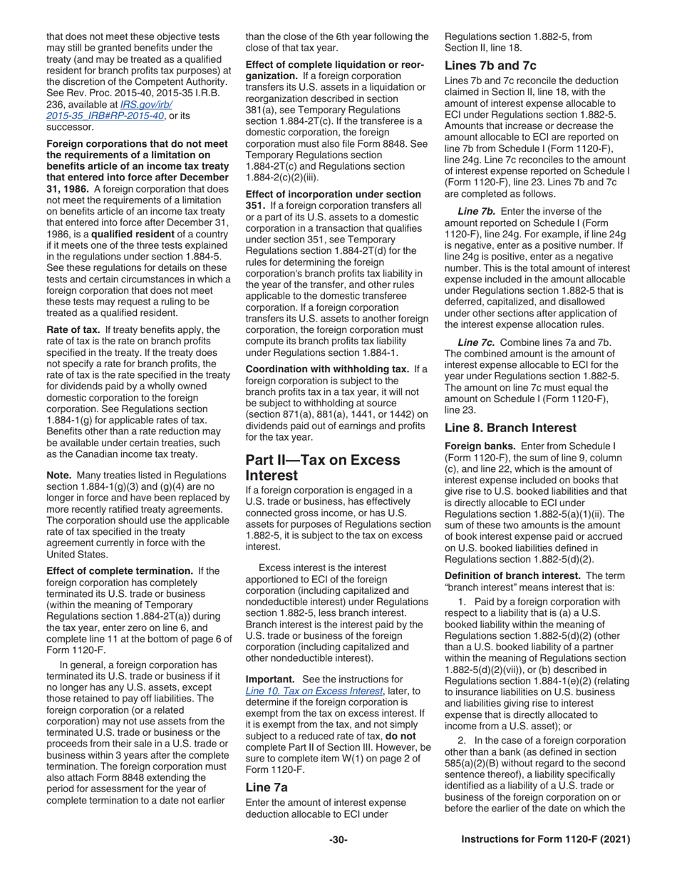 Download Instructions for IRS Form 1120-F U.S. Income Tax Return of a ...