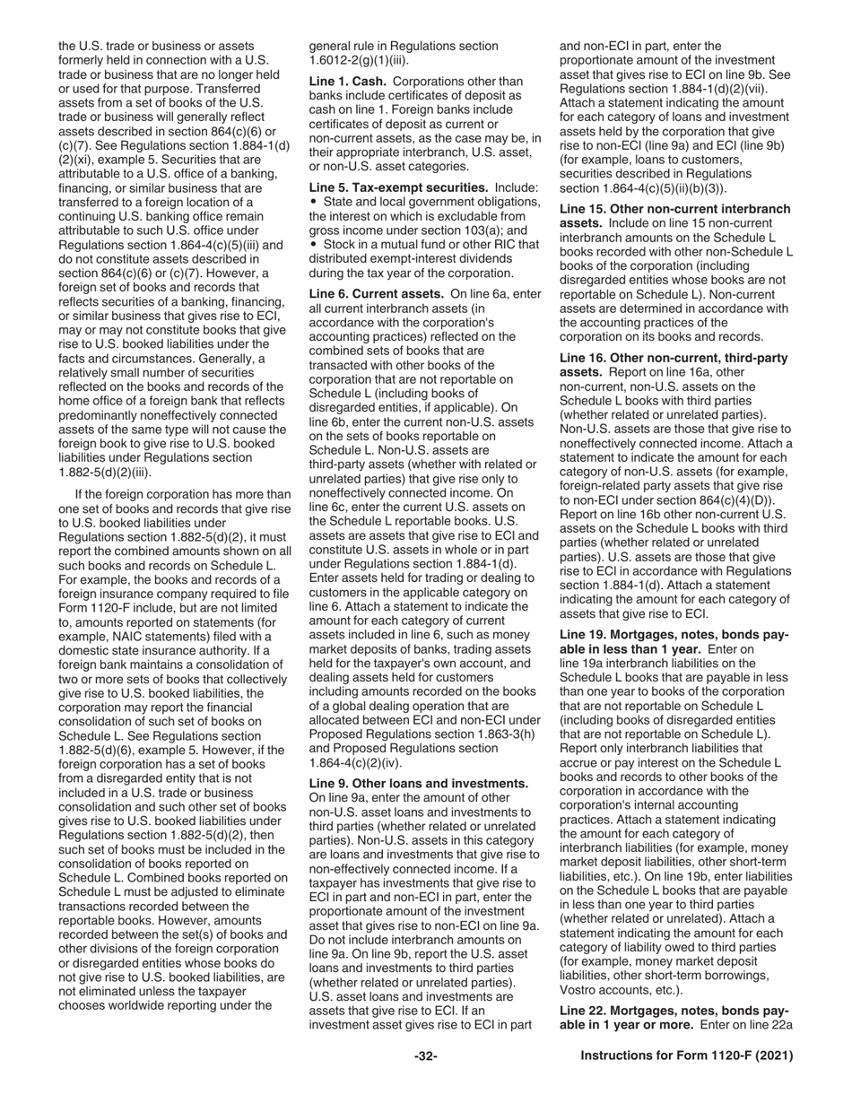 Download Instructions for IRS Form 1120-F U.S. Income Tax Return of a ...