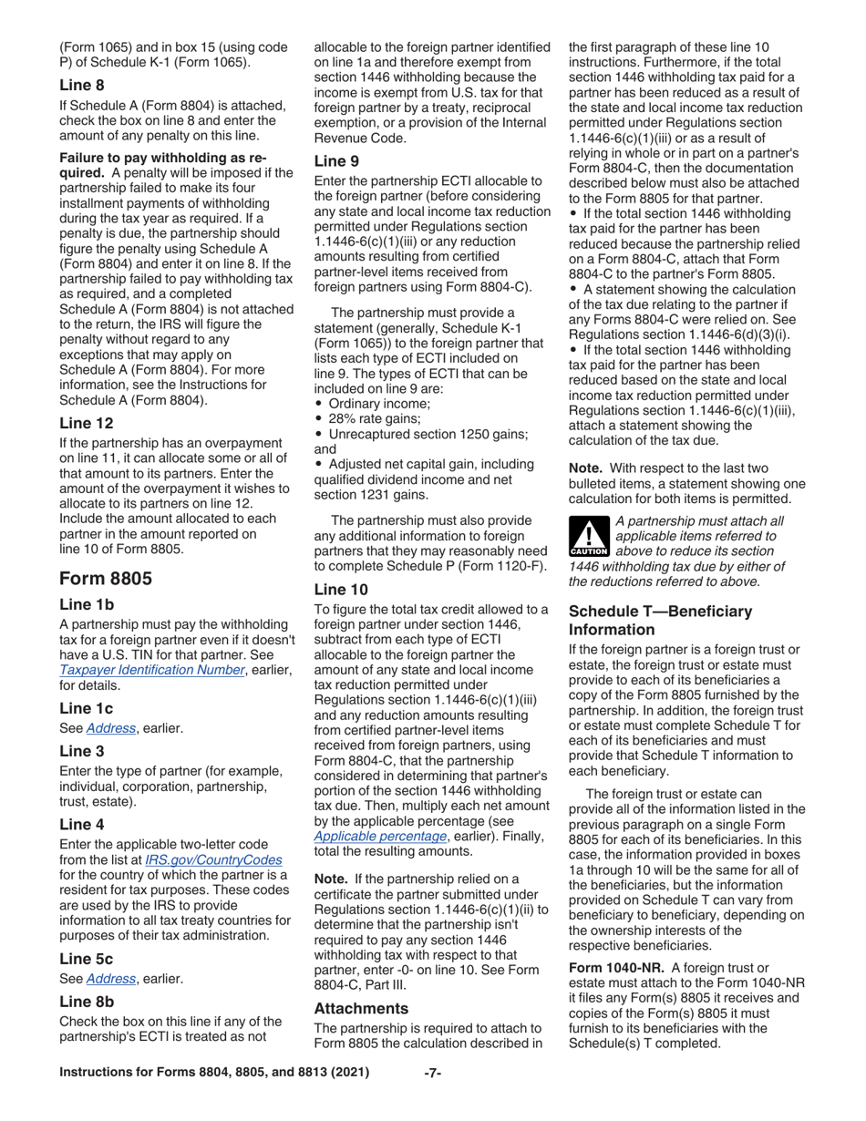 Download Instructions for IRS Form 8804, 8805, 8813 PDF, 2021 ... Download Instructions for IRS Form 8804, 8805, 8813 PDF, 2021 ...
