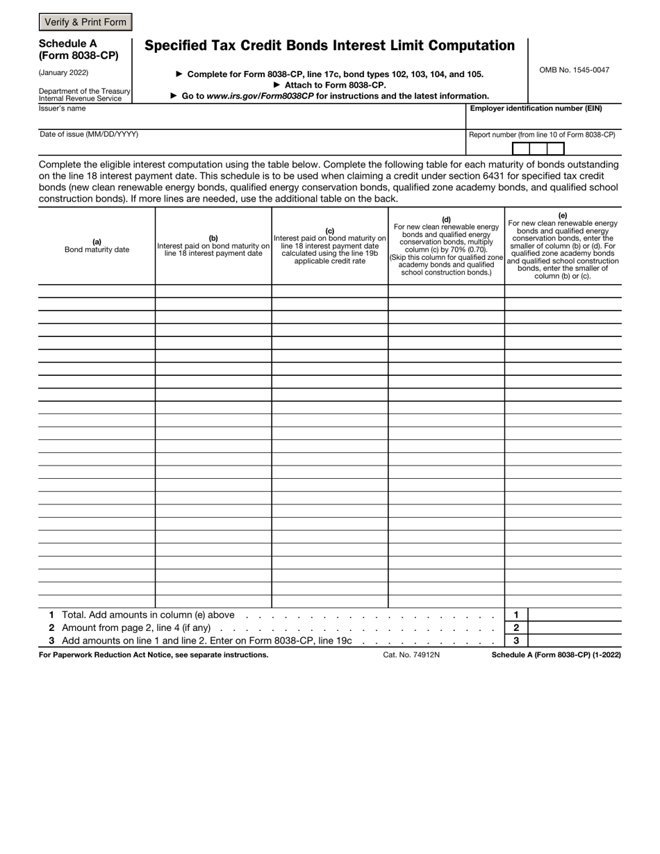 IRS Form 8038-CP Schedule A - Fill Out, Sign Online and Download ...