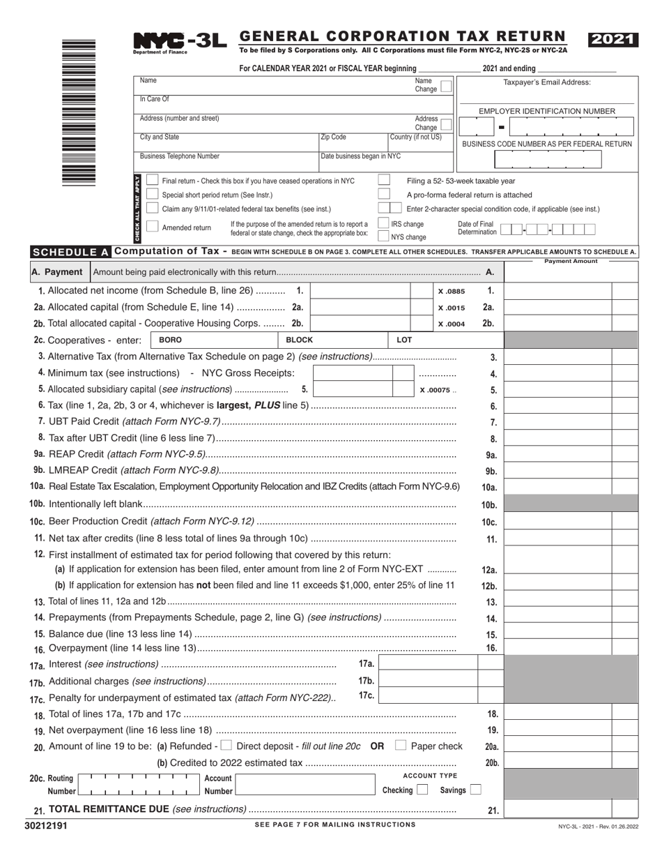 Form NYC-3L - 2021 - Fill Out, Sign Online and Download Printable PDF ...