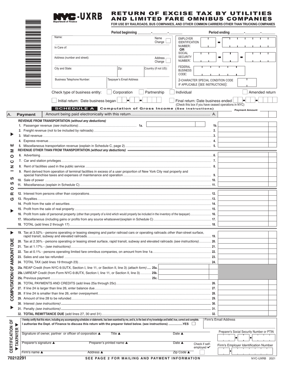 Form NYC-UXRB - Fill Out, Sign Online and Download Printable PDF, New ...