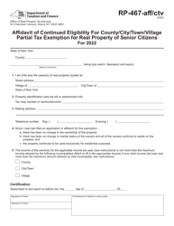 Form RP-467-AFF/CTV Download Fillable PDF or Fill Online Affidavit of ...