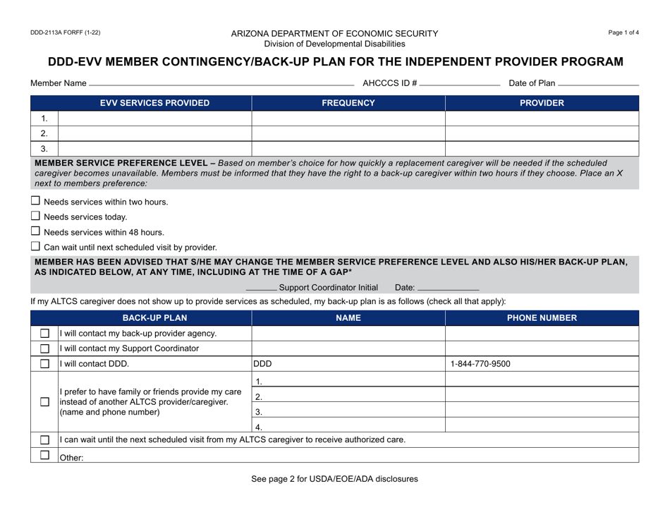 Form DDD-2113A Download Fillable PDF or Fill Online Ddd-Evv Member ...
