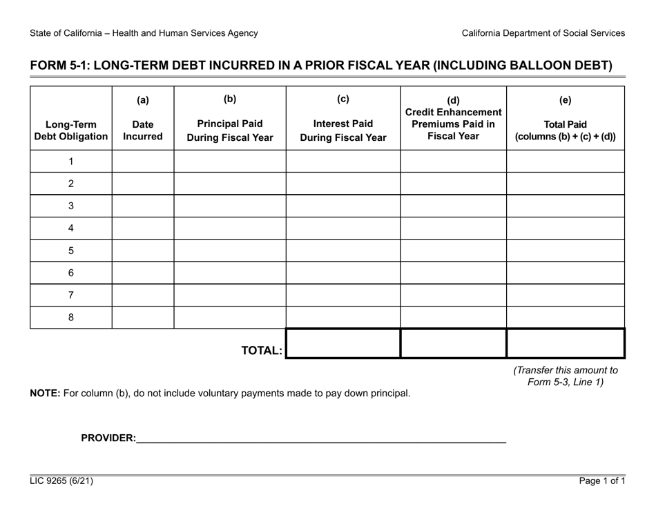 Form 5-1 (LIC9265) - Fill Out, Sign Online and Download Fillable PDF ...