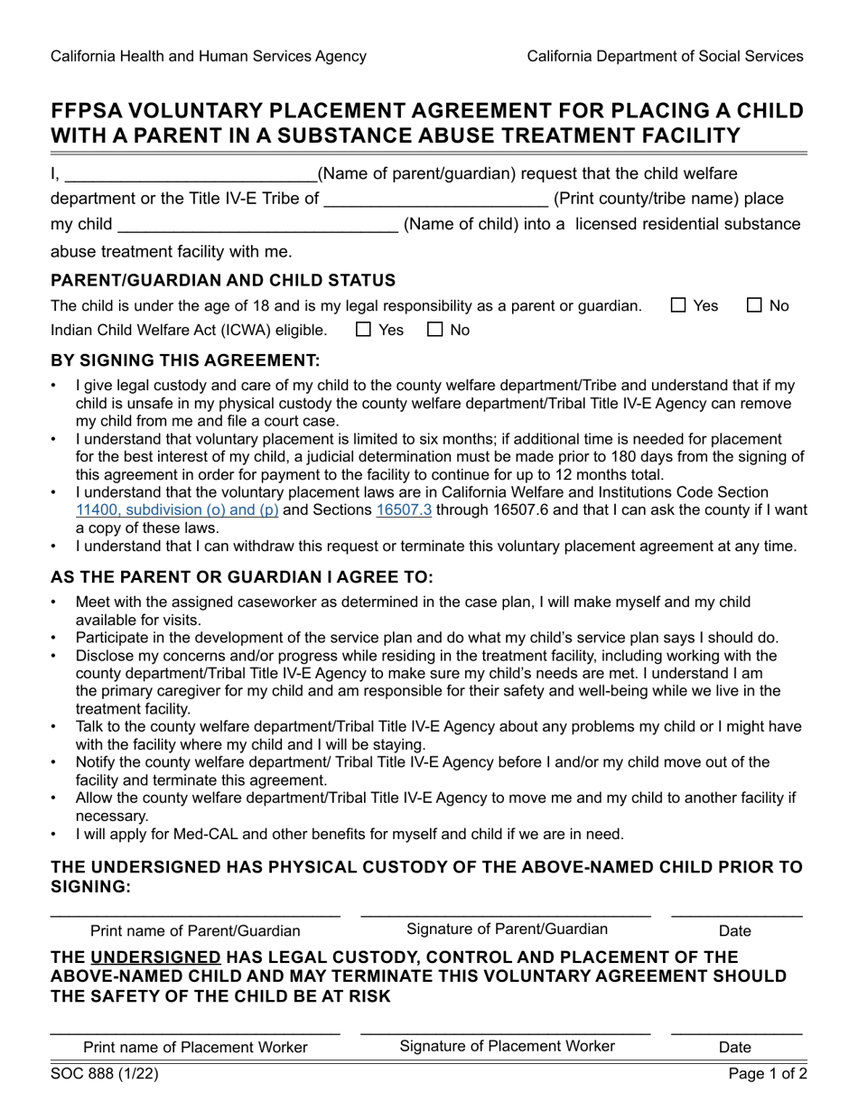 Form SOC888 - Fill Out, Sign Online and Download Fillable PDF ...