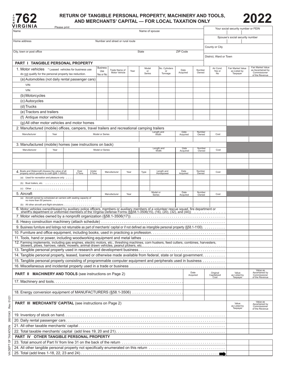 Form 762 - 2022 - Fill Out, Sign Online and Download Fillable PDF ...