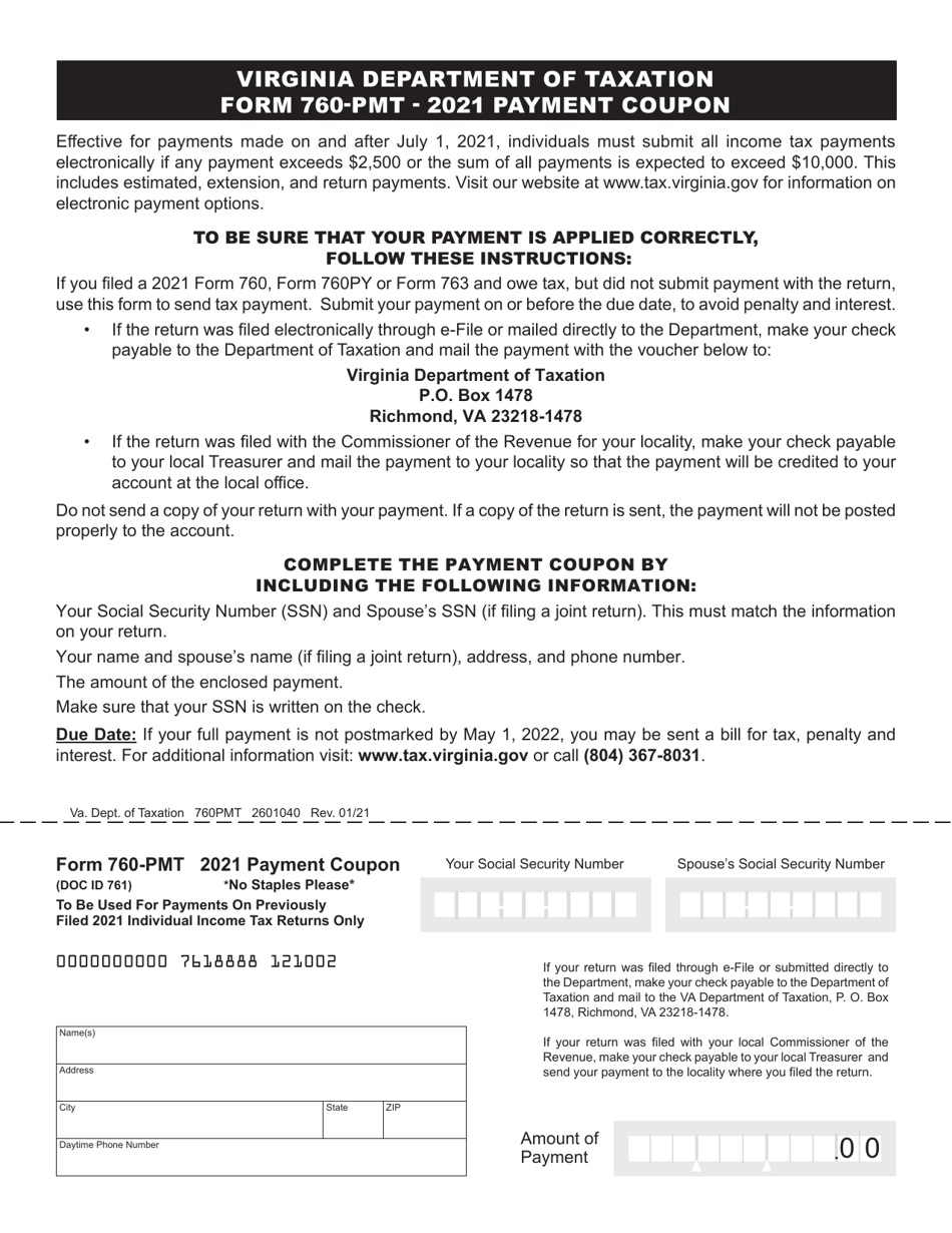 Form 760-PMT - 2021 - Fill Out, Sign Online and Download Fillable PDF ...
