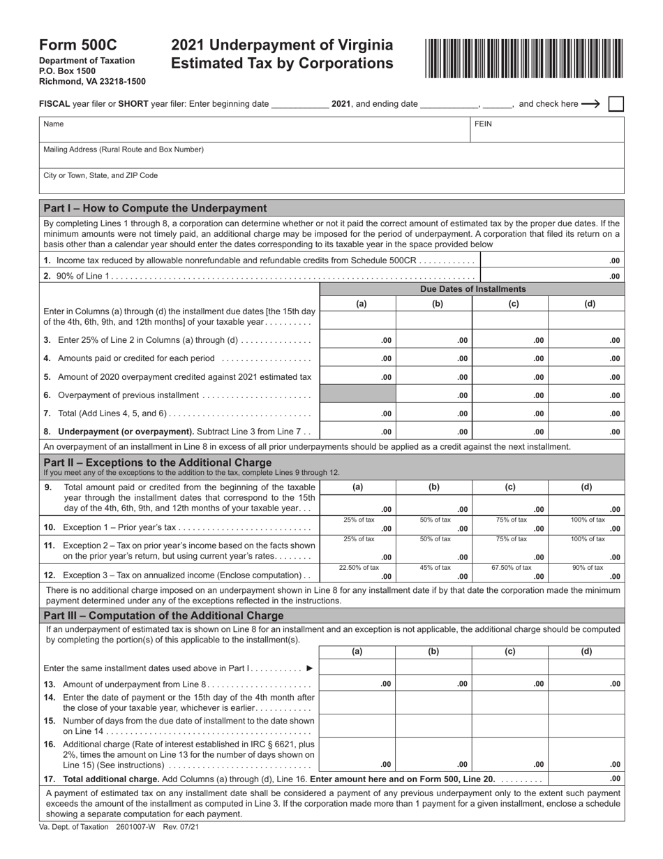Form 500C - 2021 - Fill Out, Sign Online and Download Fillable PDF ...