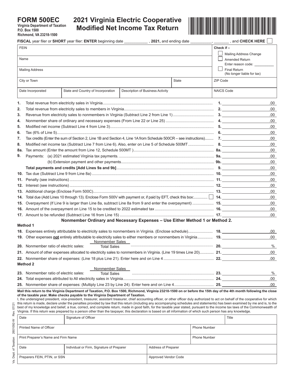Form 500EC - 2021 - Fill Out, Sign Online and Download Fillable PDF ...