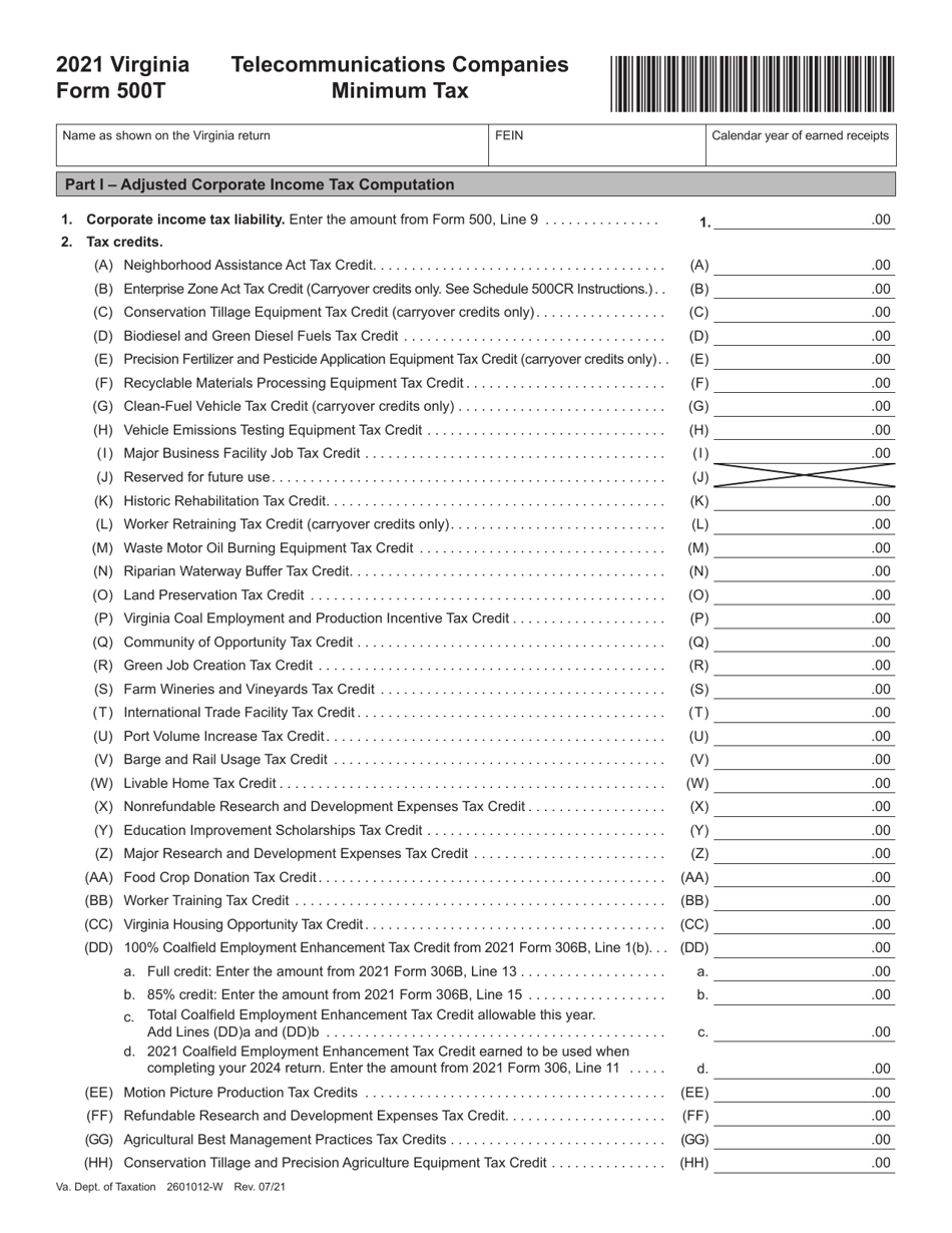 Form 500T - 2021 - Fill Out, Sign Online and Download Fillable PDF ...