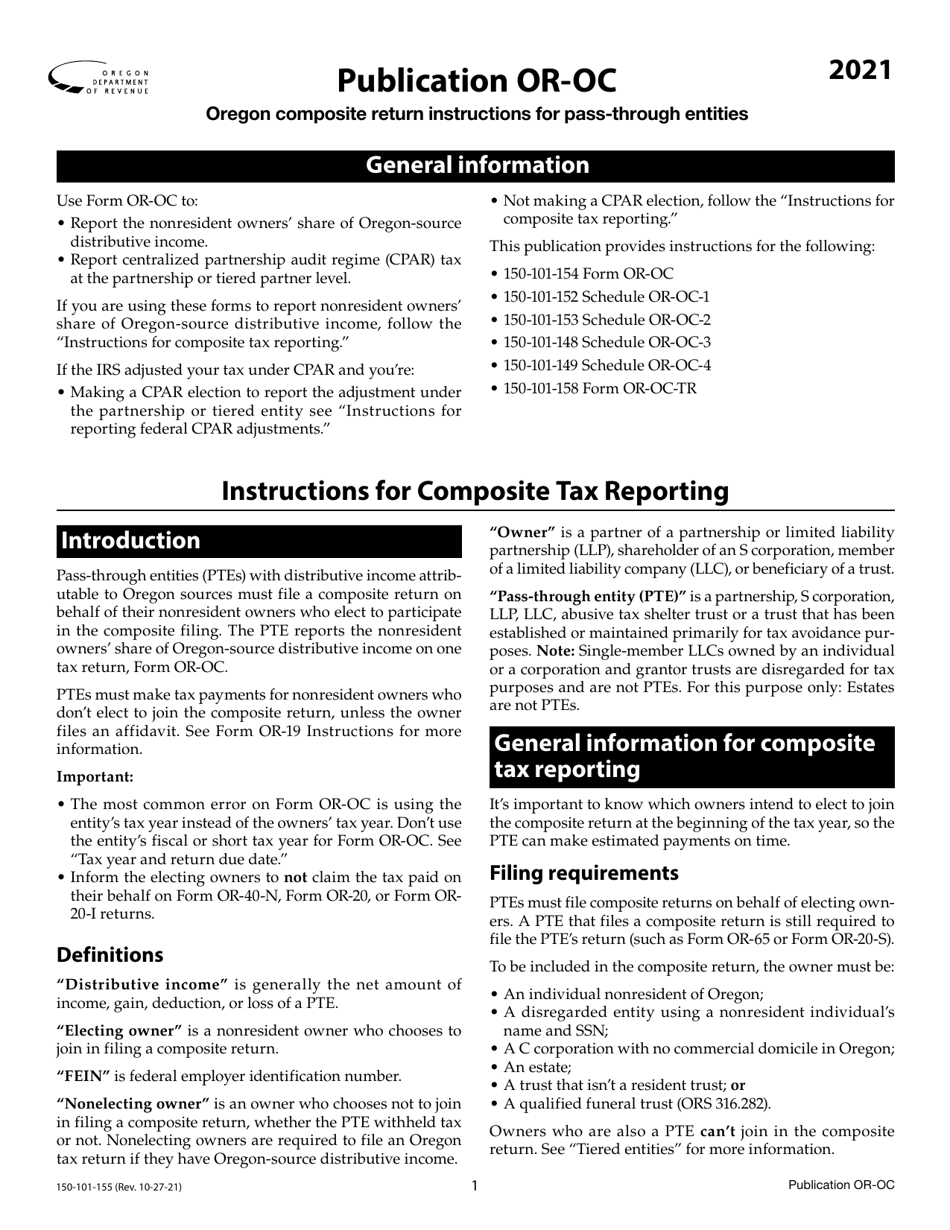 Form OR-OC (150-101-155) - 2021 - Fill Out, Sign Online and Download ...