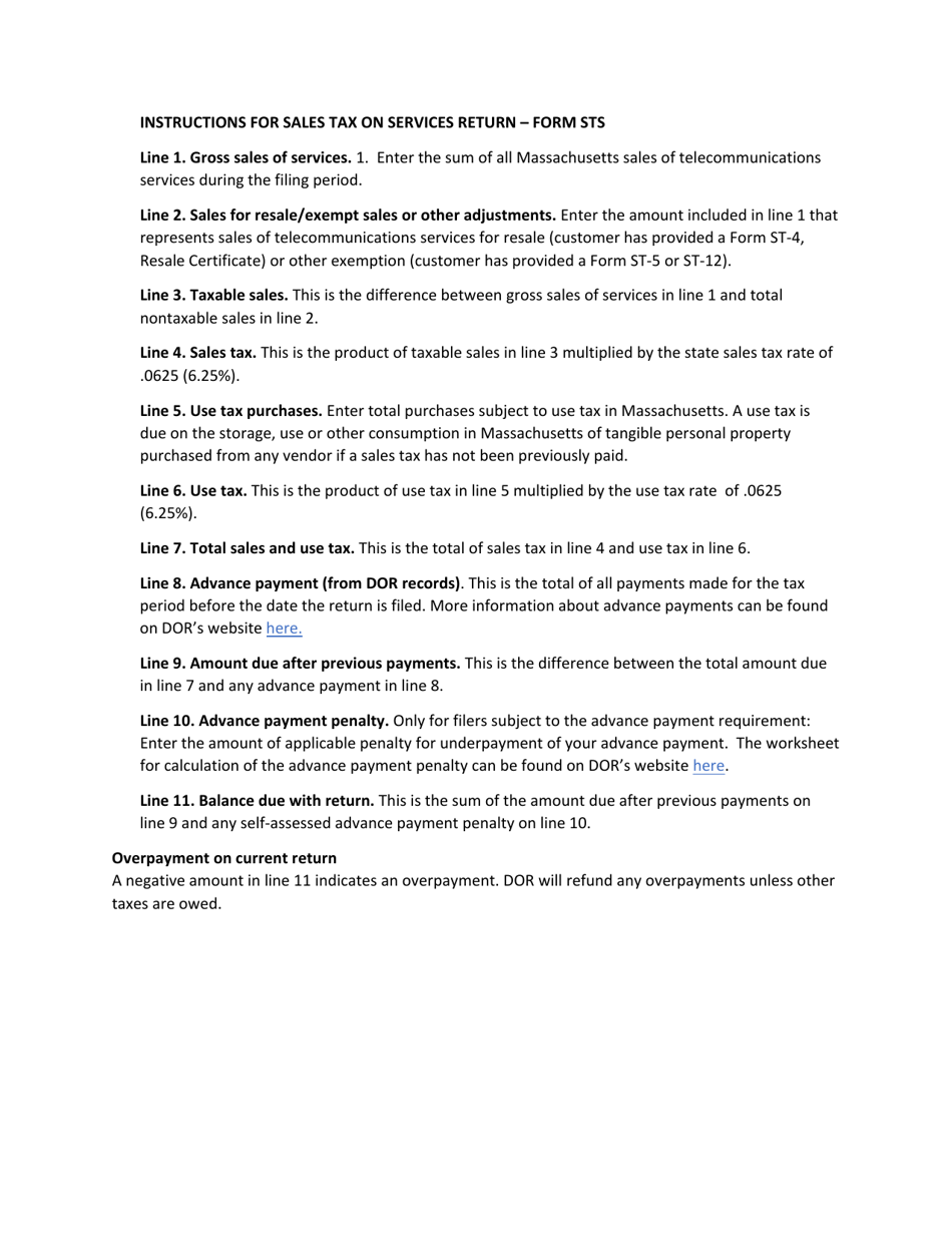 Download Instructions for Form STS Sales and Use Tax on ...