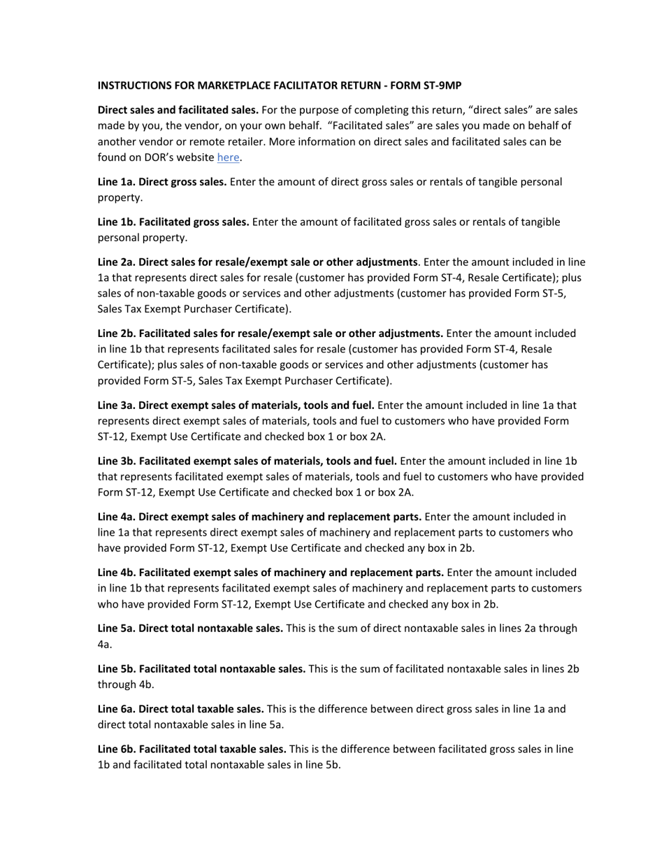 Download Instructions for Form ST-9MP Marketplace Facilitator Return ...