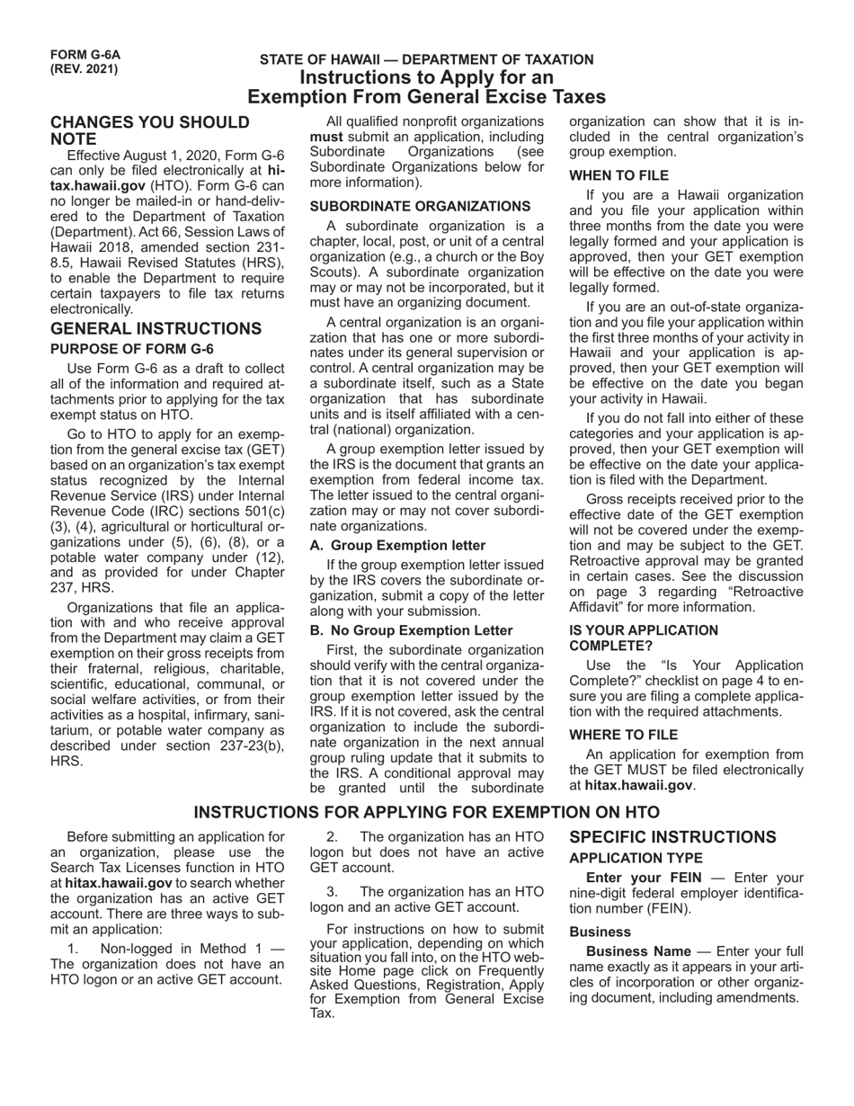 Download Instructions for Form G-6 Information Required to File for an Exemption From General ...