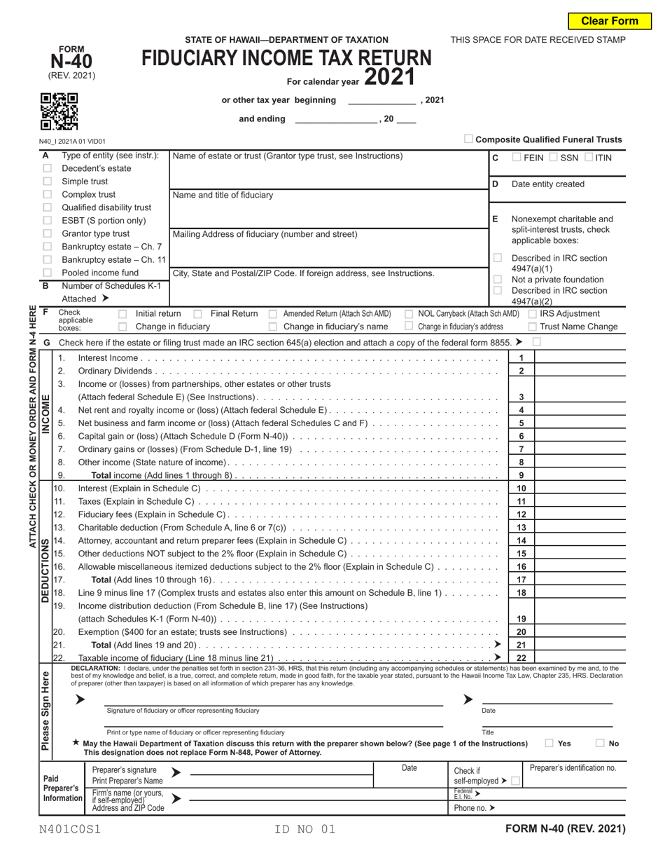 Form N-40 - 2021 - Fill Out, Sign Online and Download Fillable PDF ...
