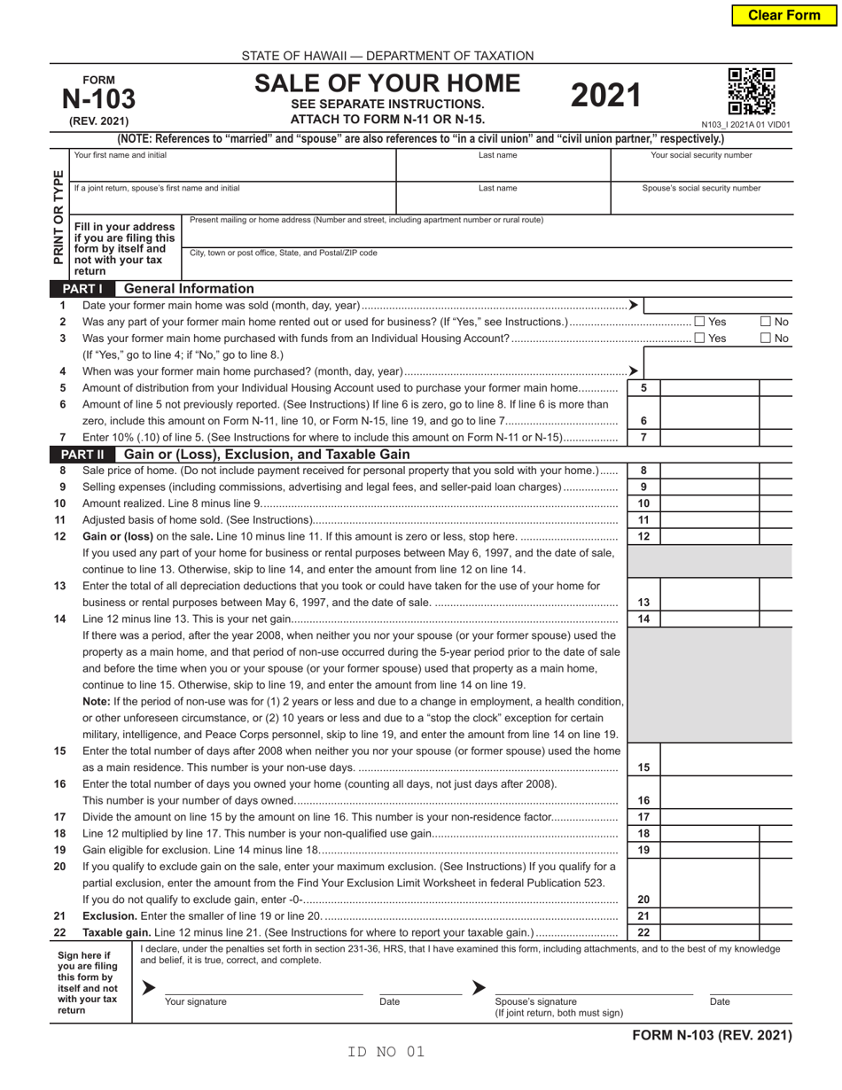 Form N-103 - 2021 - Fill Out, Sign Online and Download Fillable PDF ...