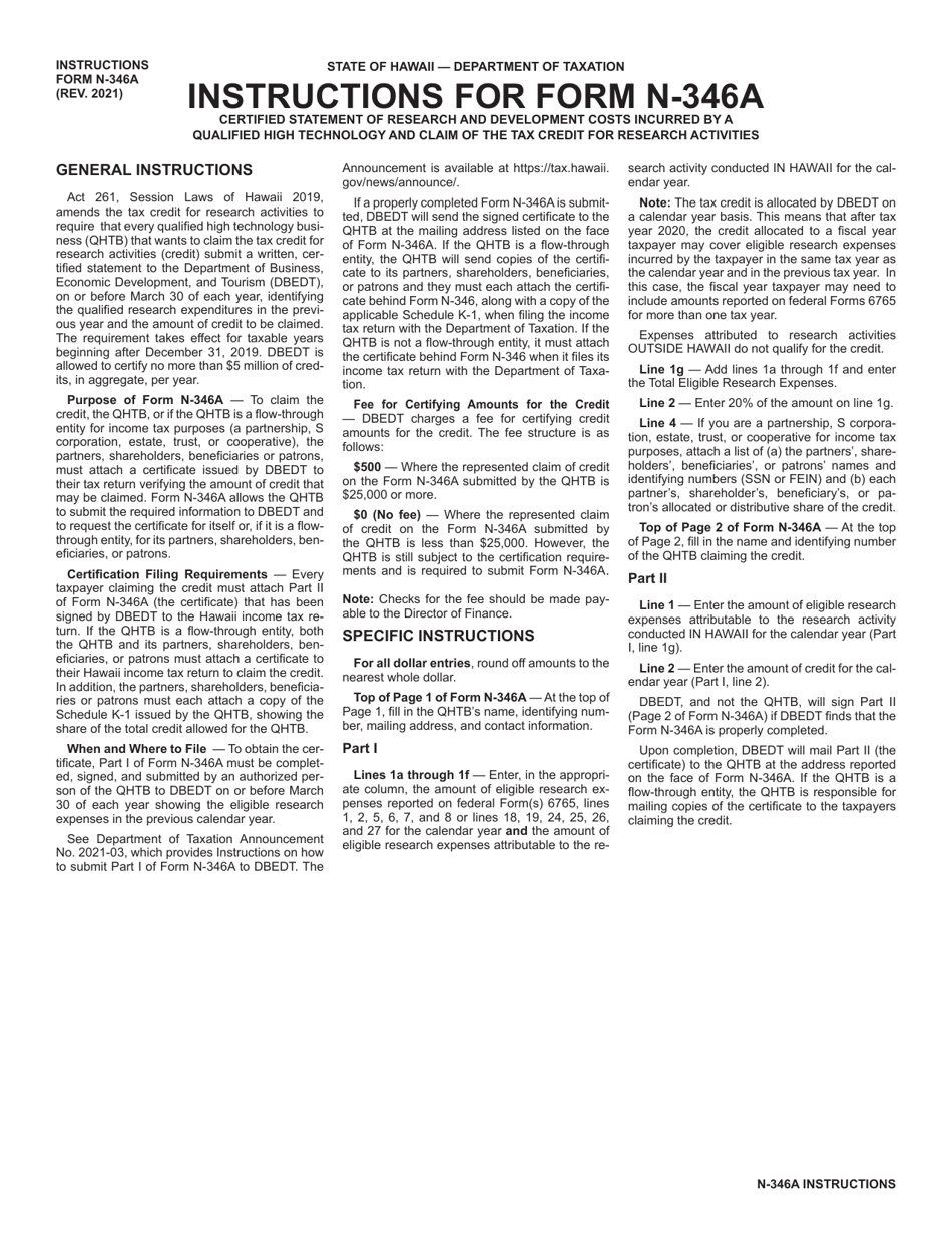 Download Instructions for Form N-346A Certified Statement of Research ...