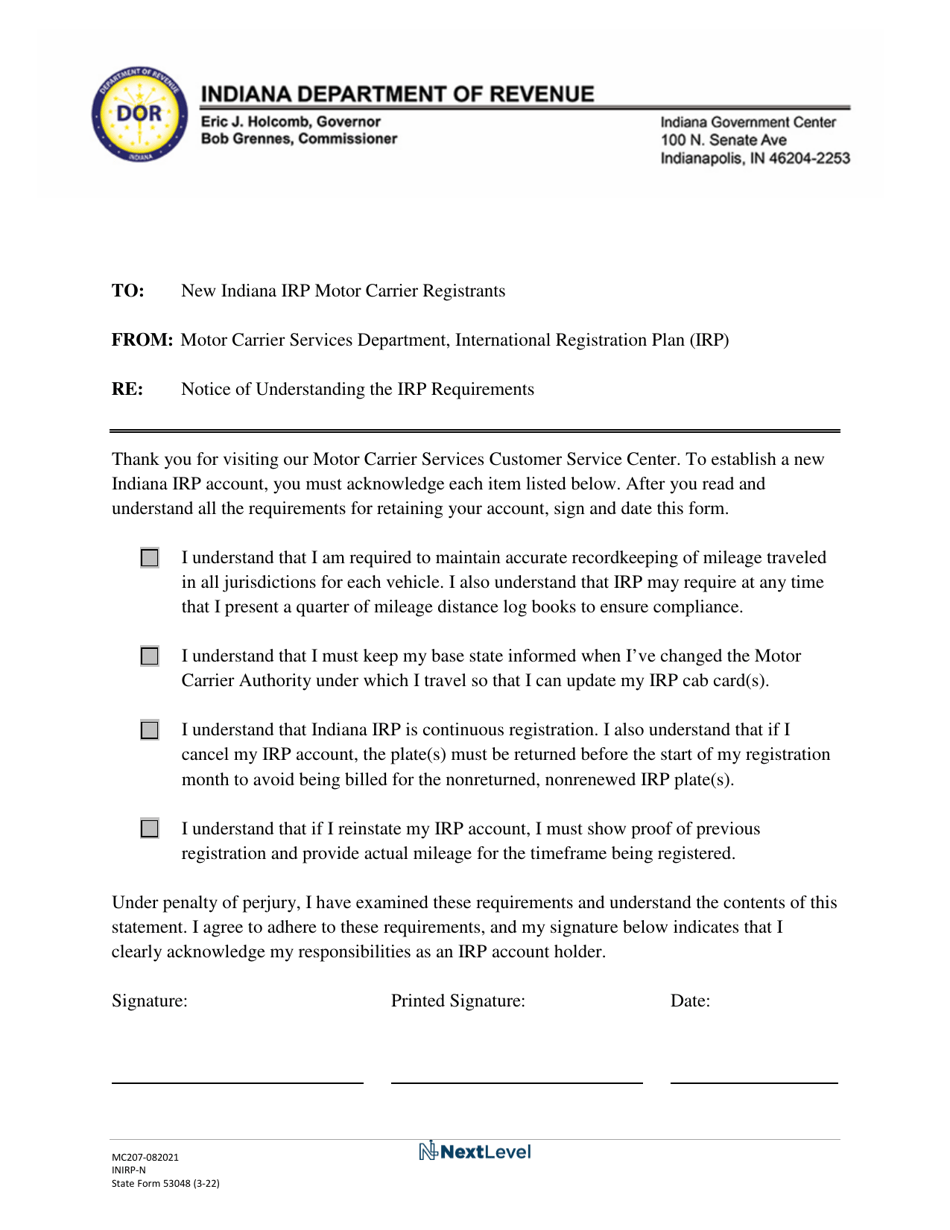 Form INIRP-N (State Form 53048) - Fill Out, Sign Online and Download ...