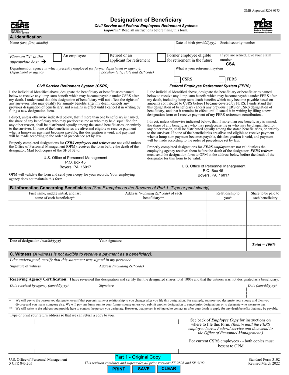 Form SF-3102 - Fill Out, Sign Online and Download Fillable PDF ...