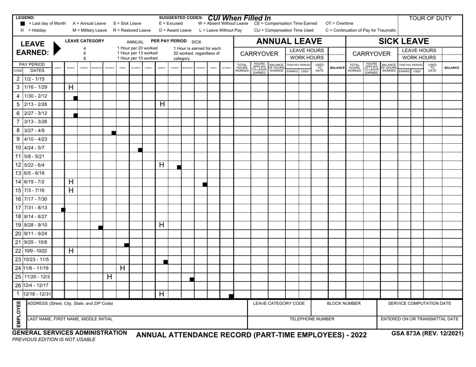 GSA Form 873A - 2022 - Fill Out, Sign Online and Download Fillable PDF ...